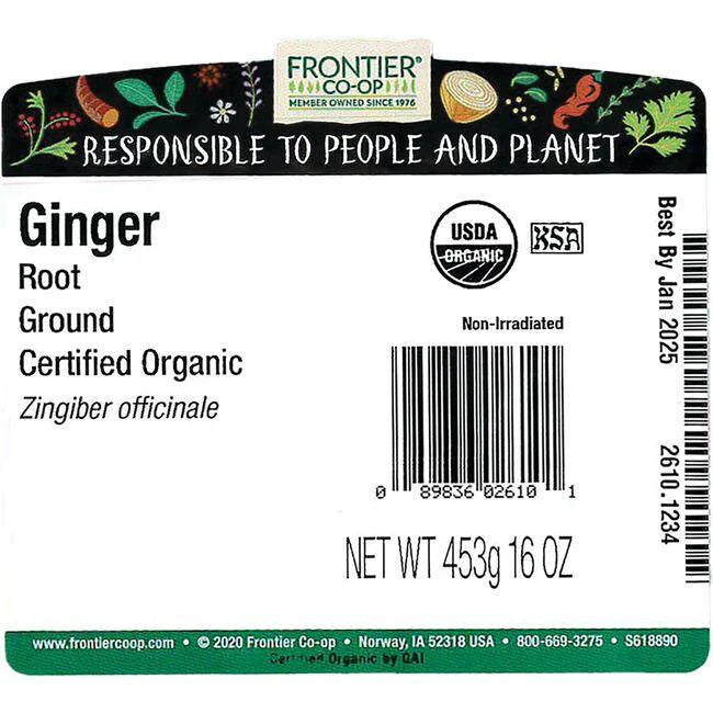 Frontier Co-Op Organic Ground Ginger 1lb – Hippocrates Wellness
